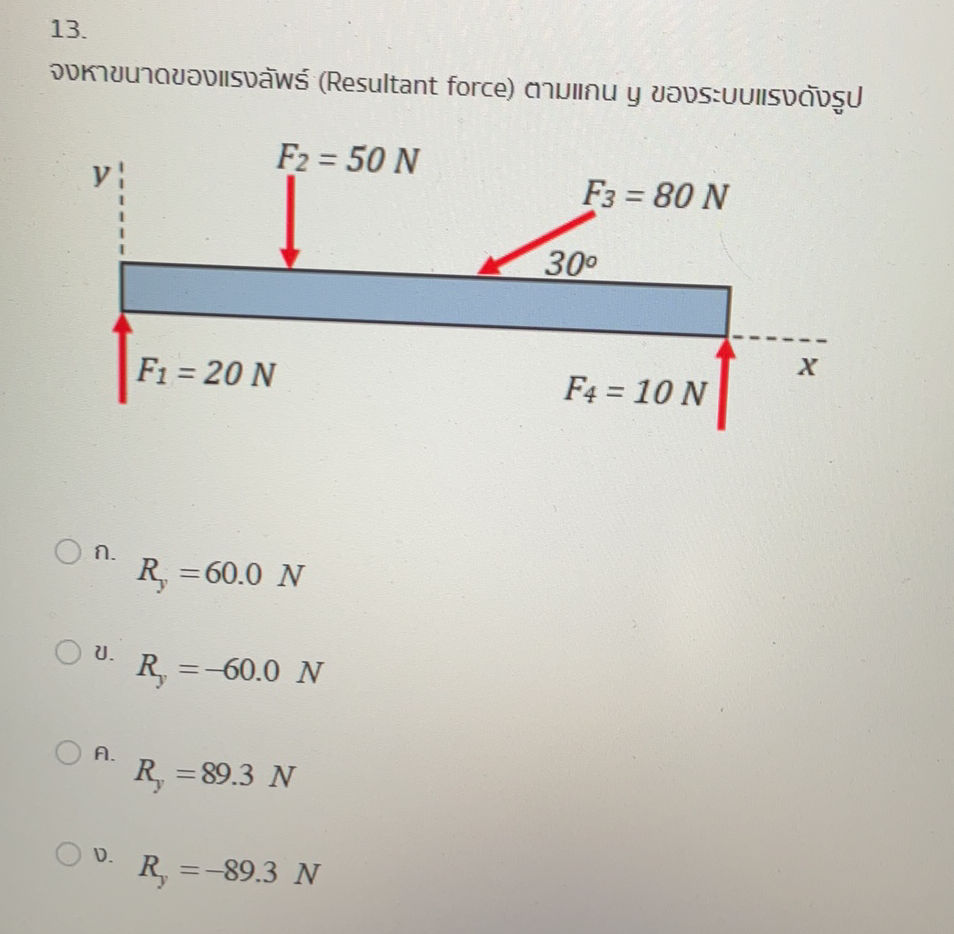 13. จงหาขนาดของแรงลัพธ์ (Resultant force) | StudyX