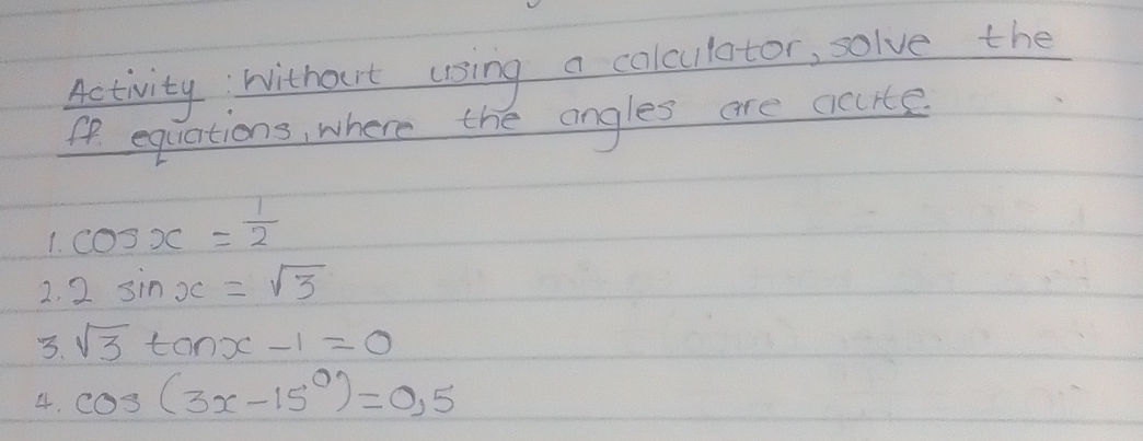 Activity: Without using a calculator, solve | StudyX