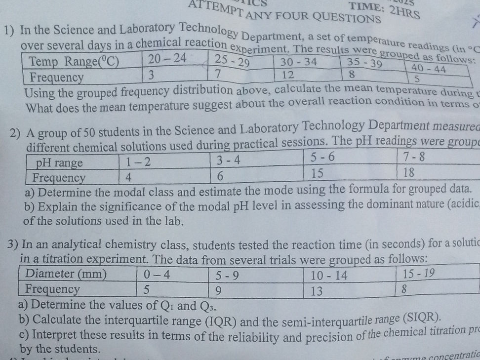 1) In the Science and Laboratory Technology | StudyX