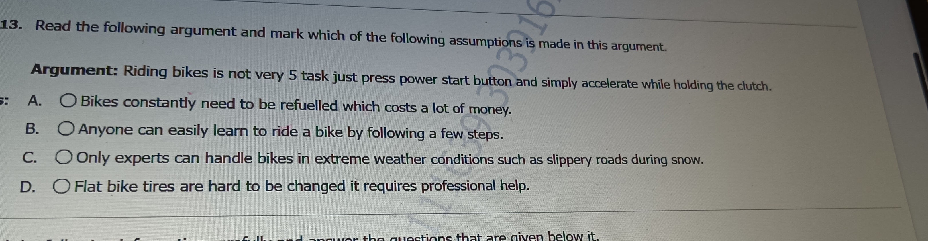 13. Read the following argument and mark | StudyX