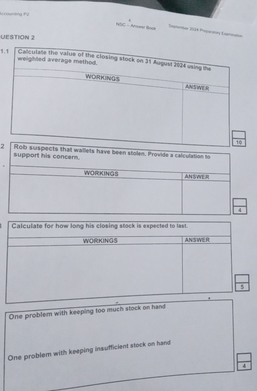 1.1 Calculate the value of the closing stock | StudyX