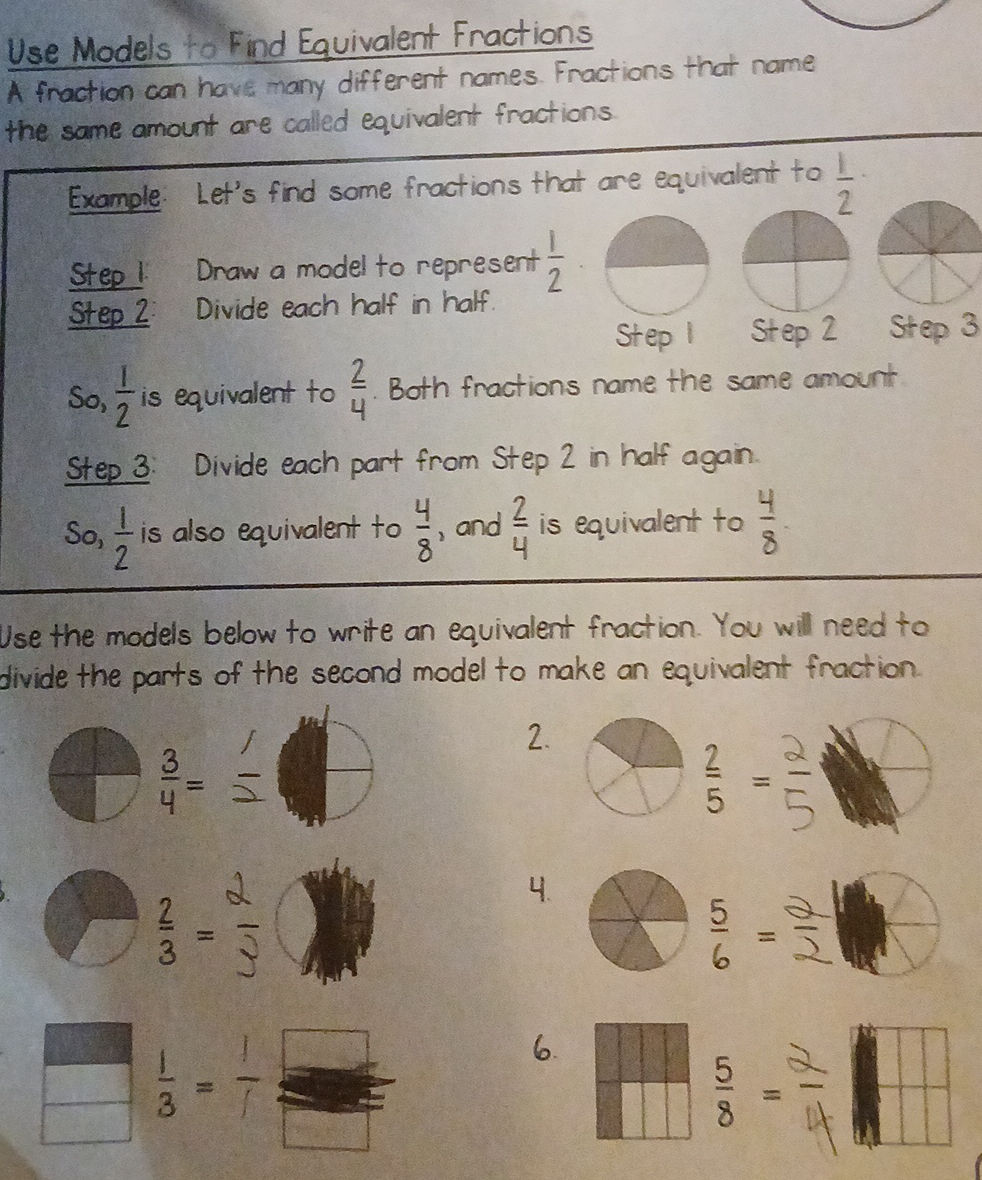 Use Models to Find Equivalent Fractions A | StudyX