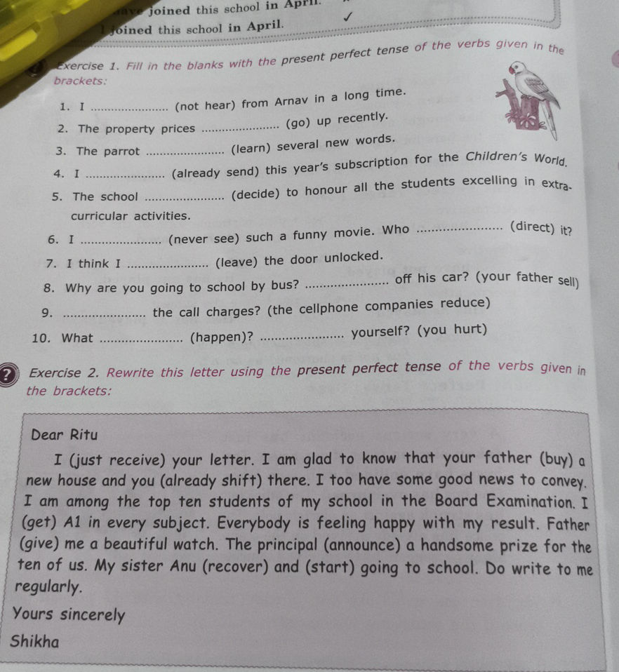 Exercise 1. Fill in the blanks with the | StudyX