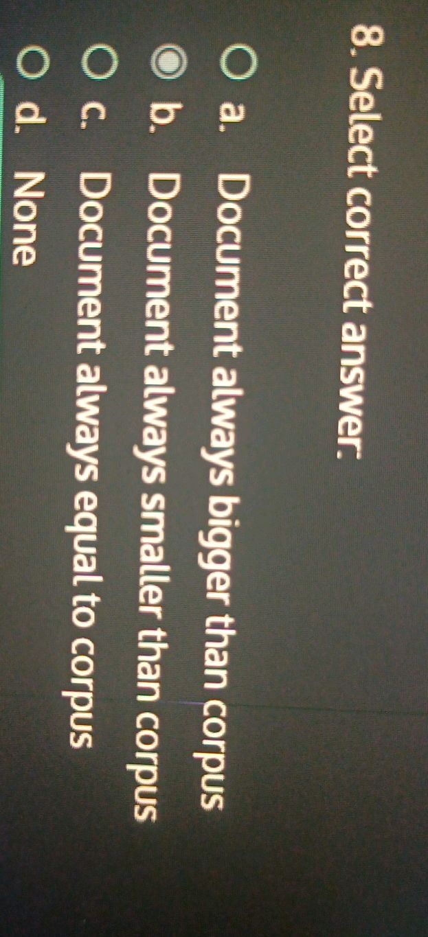 8. Select correct answer. a. Document | StudyX