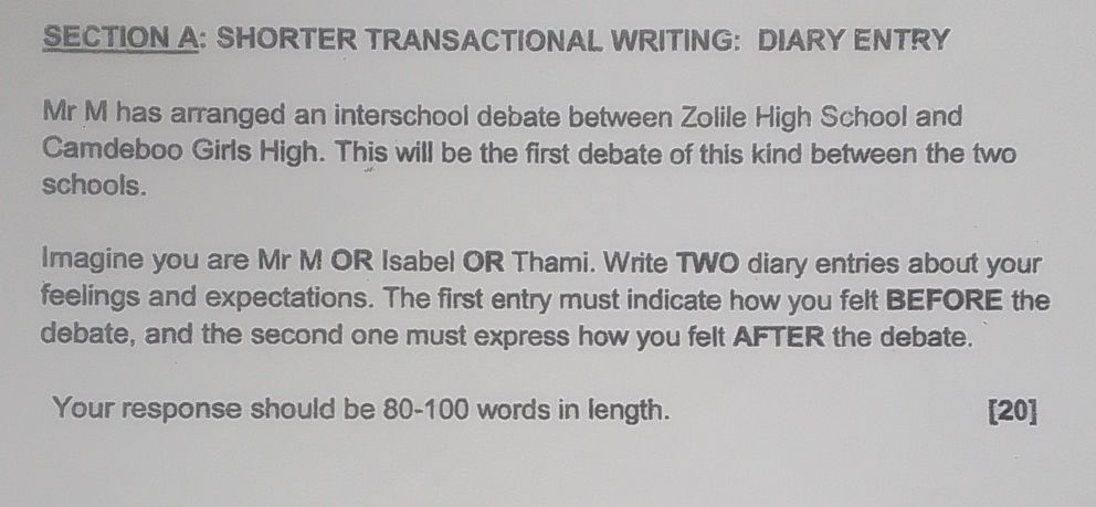 SECTION A: SHORTER TRANSACTIONAL WRITING: | StudyX