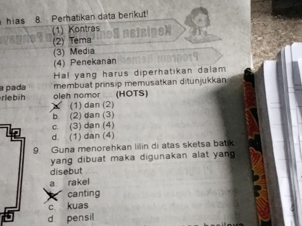 8. Perhatikan data berikut! (1) Kontras (2) | StudyX