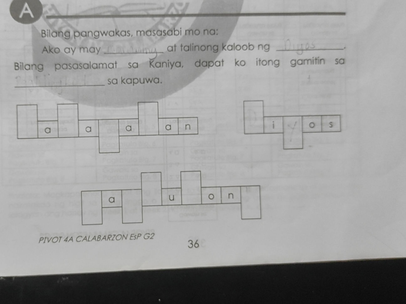 Bilang pangwakas, masasabi mo na: Ako ay may | StudyX