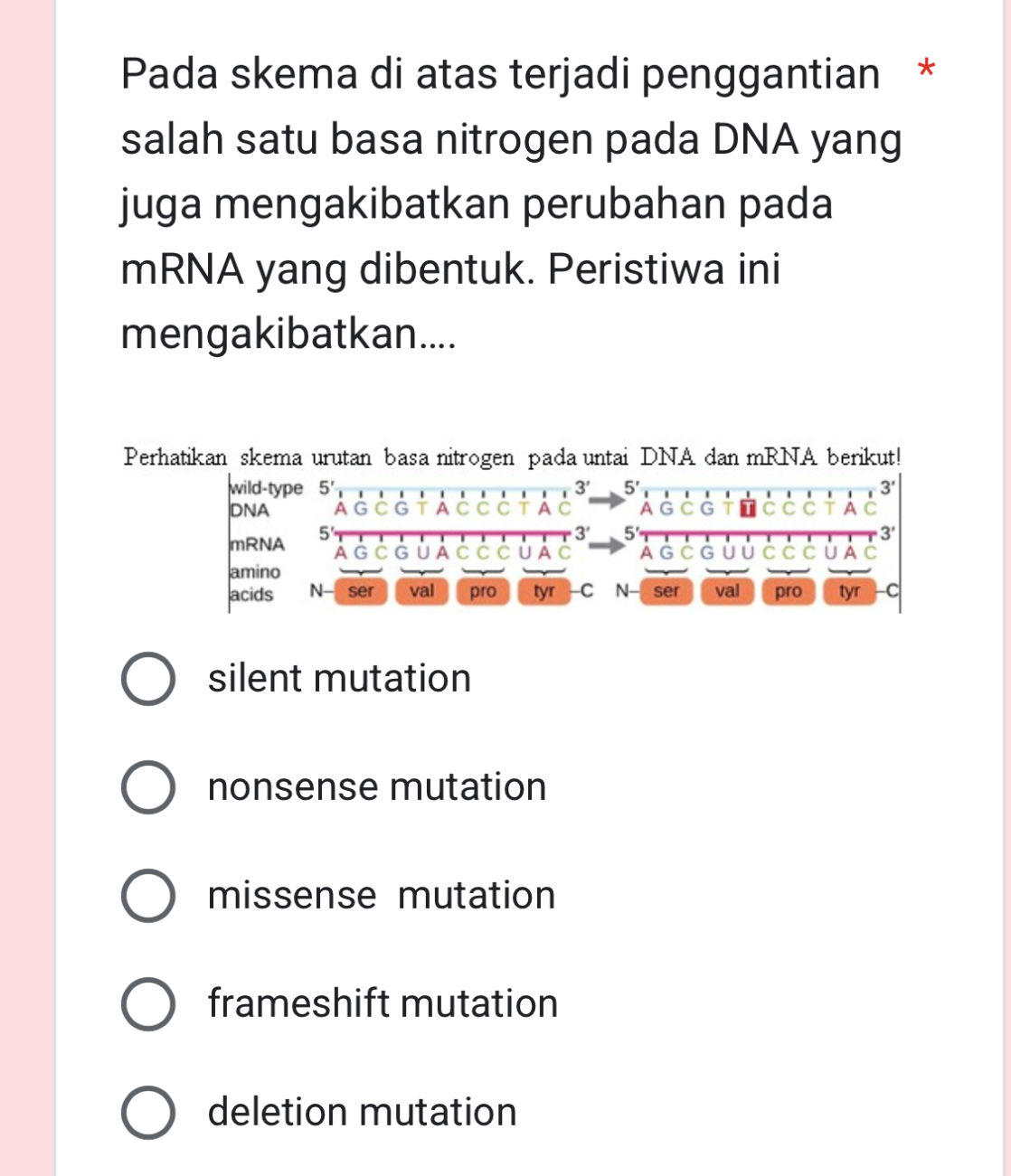 Pada skema di atas terjadi penggantian salah | StudyX