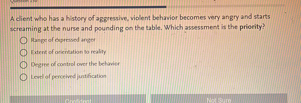 A client who has a history of aggressive, | StudyX