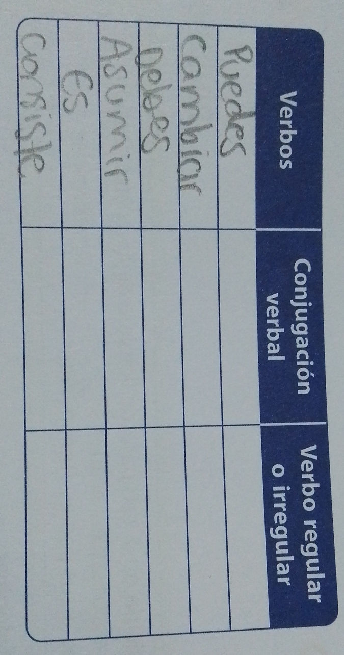 | Verbos | Conjugación verbal | Verbo | StudyX