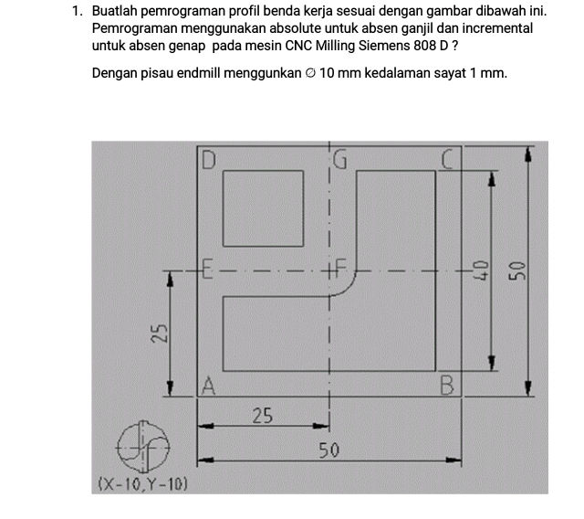 1. Buatlah pemrograman profil benda kerja | StudyX