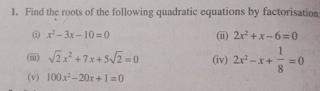 1. Find the roots of the following quadratic | StudyX