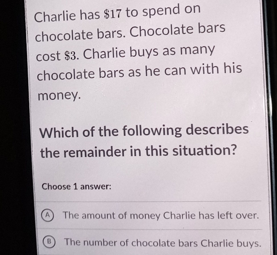 Charlie has $17 to spend on chocolate bars. | StudyX