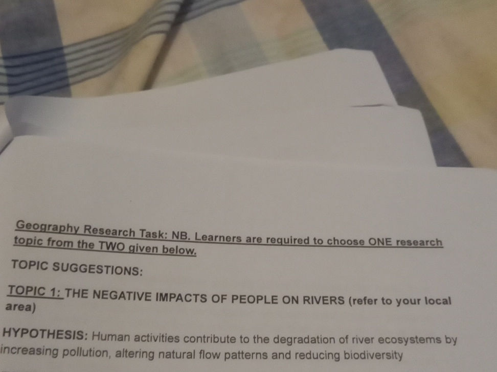 Geography Research Task: NB. Learners are | StudyX