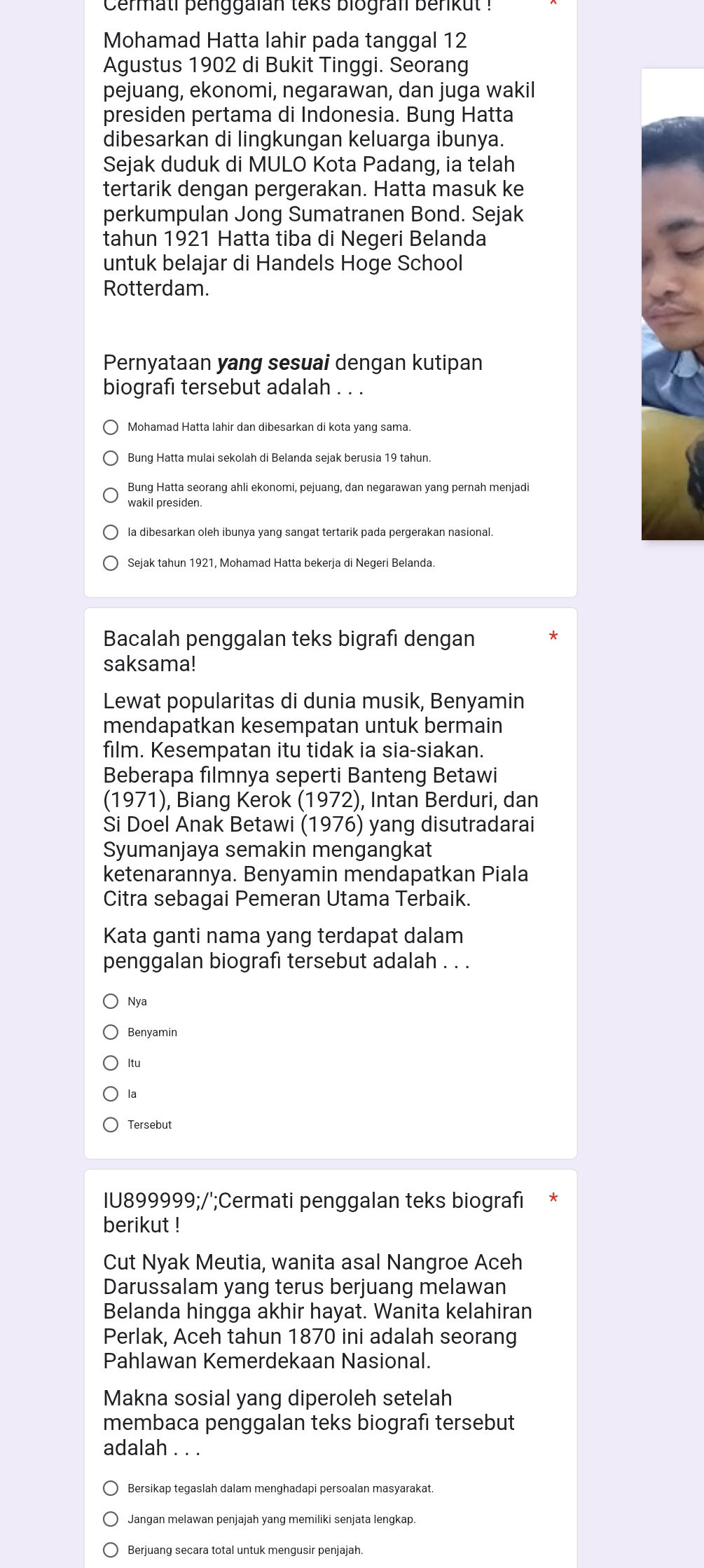 Cermati penggalan teks biografi berikut! | StudyX