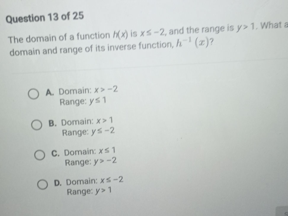 The domain of a function $h(x)$ is $x -2$, | StudyX
