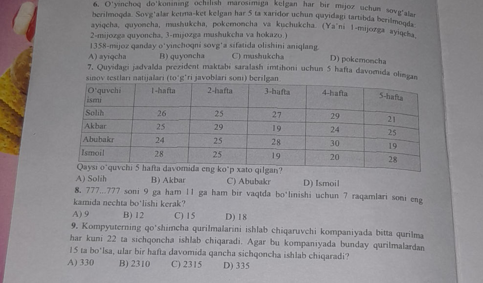 6. O'yinchoq do'konining ochilish marosimiga | StudyX