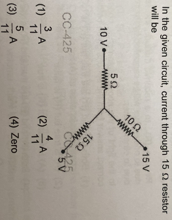 In the given circuit, current through 15 $ $ | StudyX
