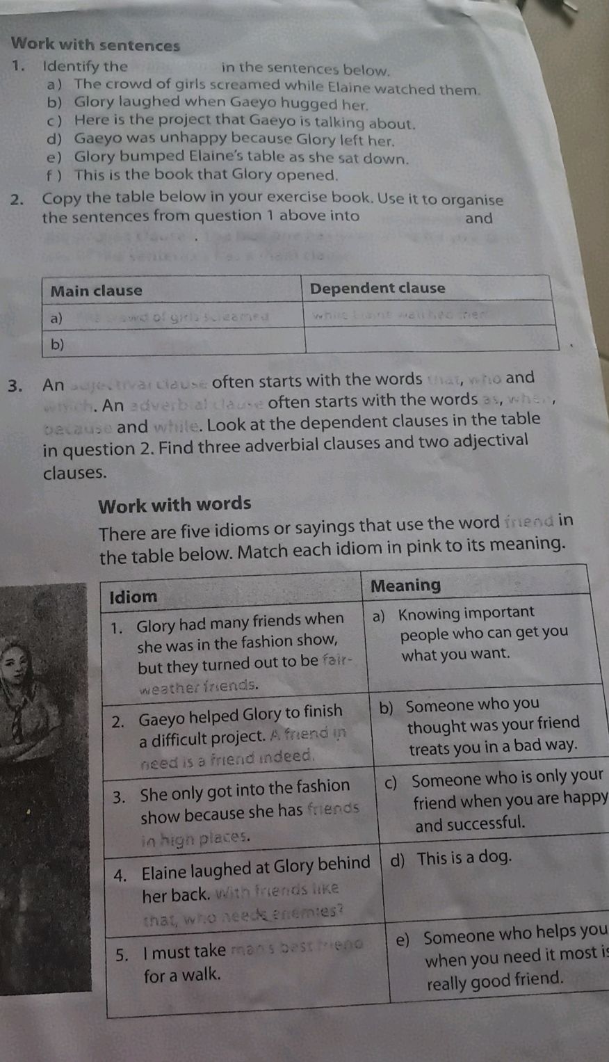 1. Identify the ______ in the sentences | StudyX