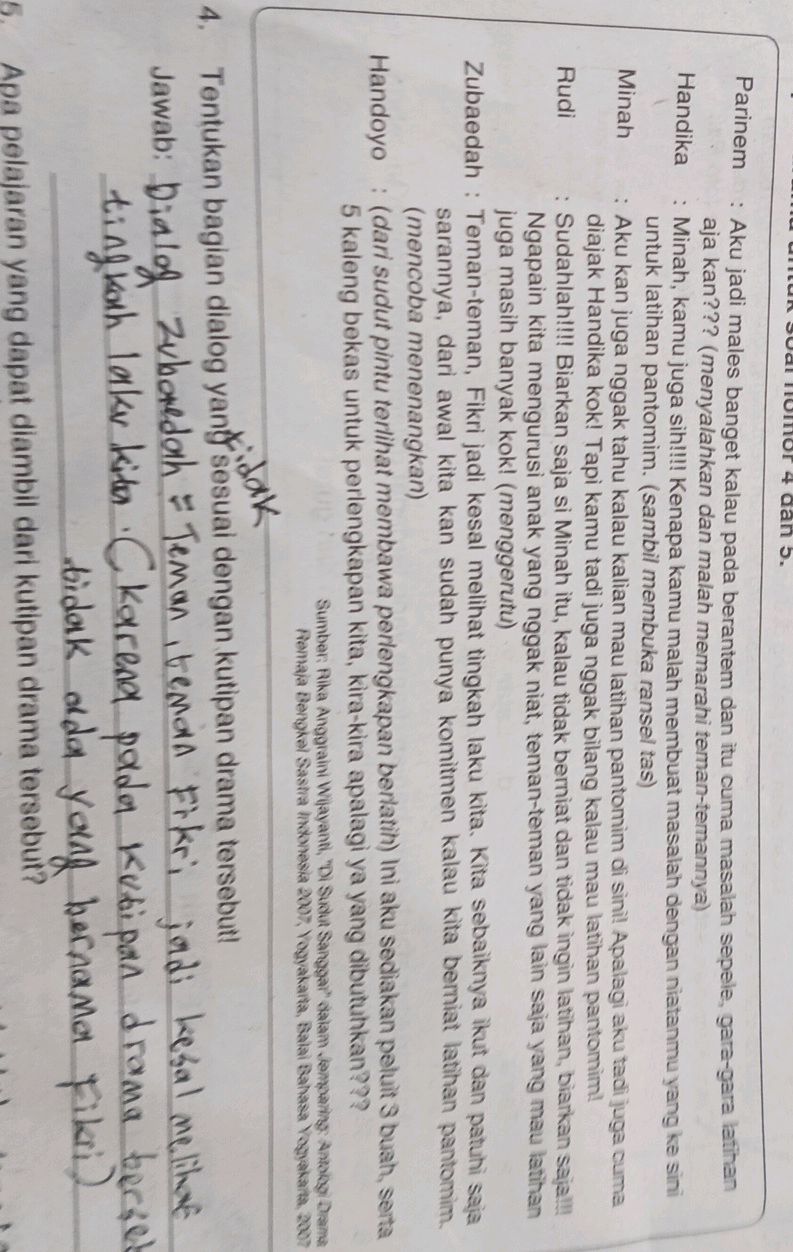 4. Tentukan bagian dialog yang sesuai dengan | StudyX