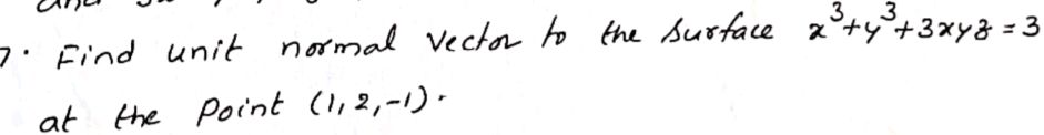 7. Find unit normal vector to the surface | StudyX