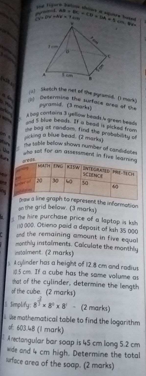 (a) Sketch the net of the pyramid. (1 mark) | StudyX