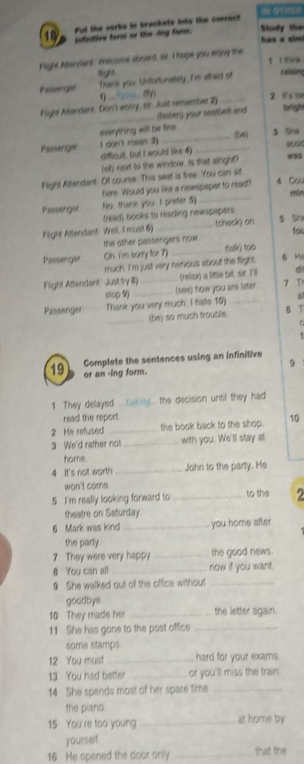 18 Put the verbs in brackets into the | StudyX