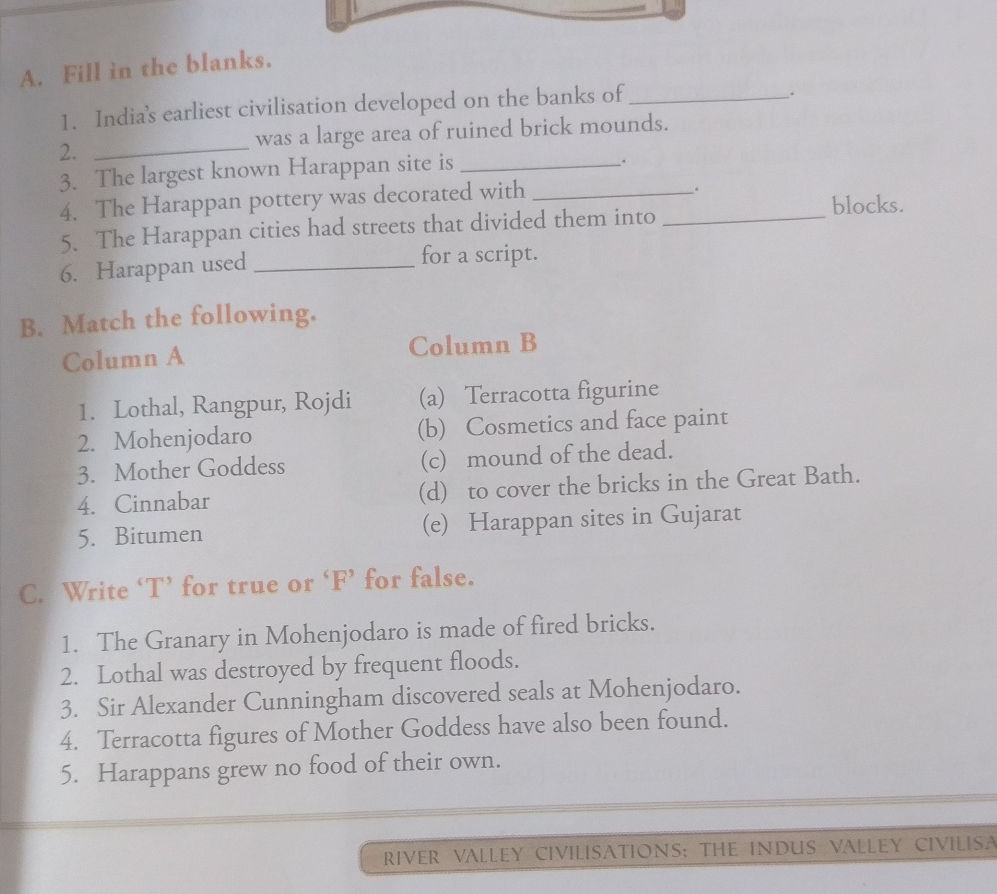 A. Fill in the blanks. 1. India's earliest | StudyX