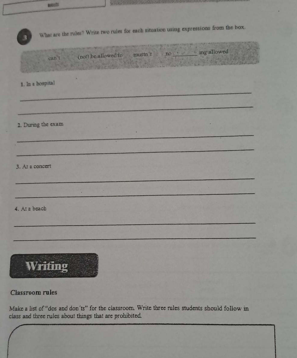 What are the rules? Write two rules for each | StudyX