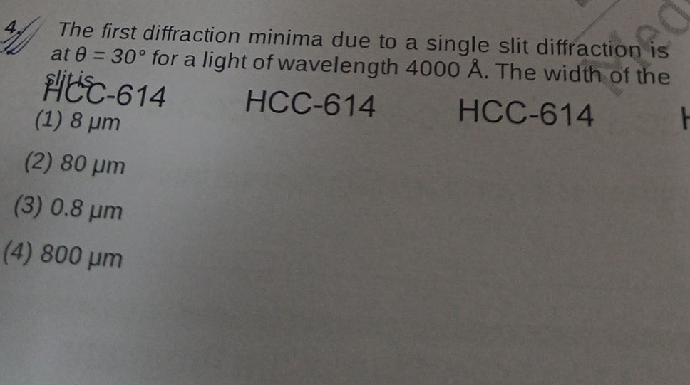 The first diffraction minima due to a single | StudyX
