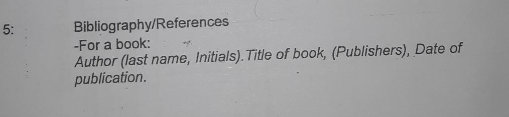 5: Bibliography/References -For a book: | StudyX