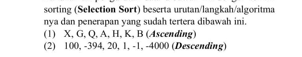 sorting (Selection Sort) beserta | StudyX