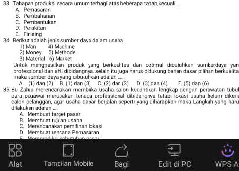 33. Tahapan produksi secara umum terbagi | StudyX