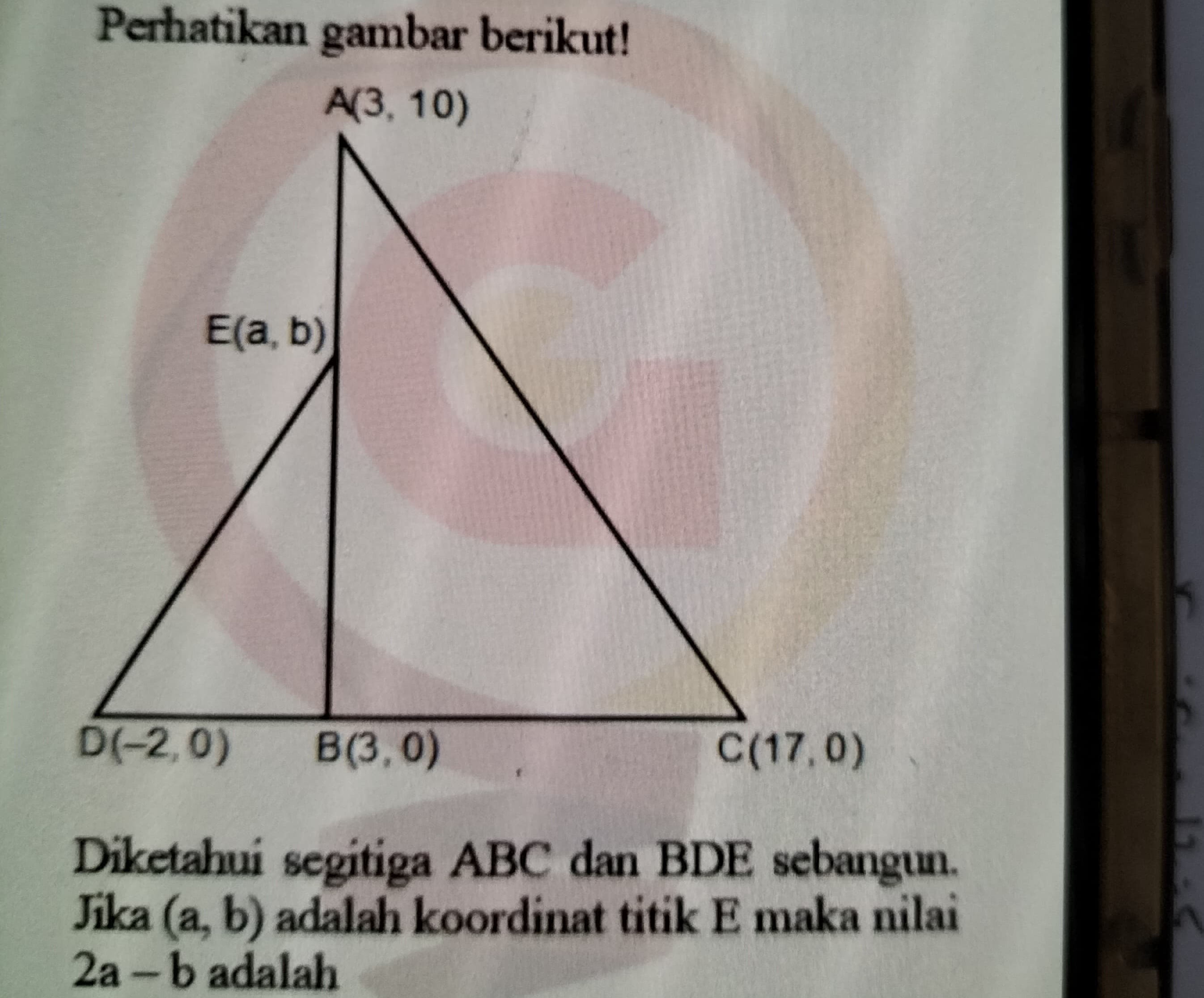 Diketahui segitiga ABC dan BDE sebangun. | StudyX