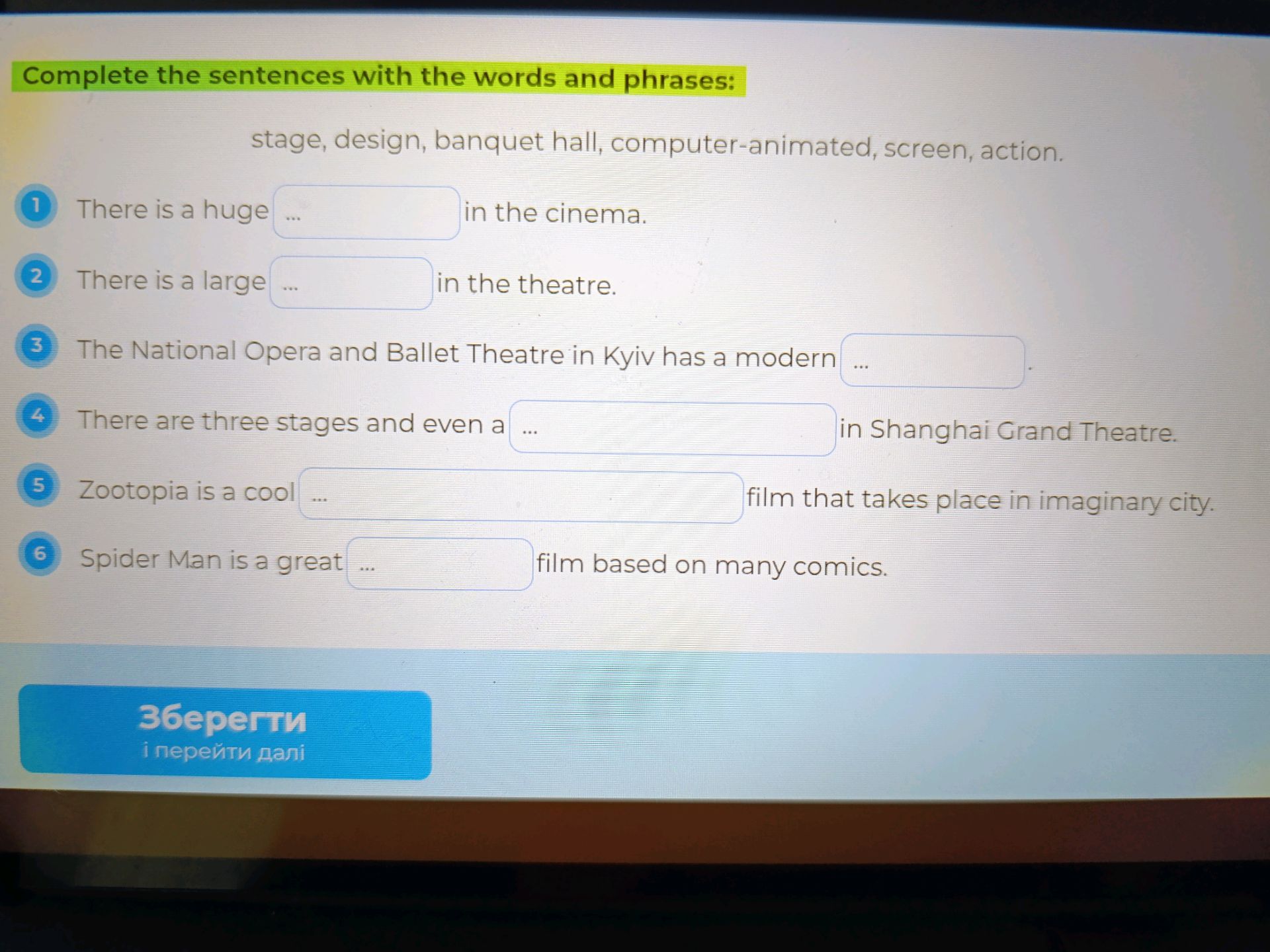 Complete the sentences with the words and | StudyX