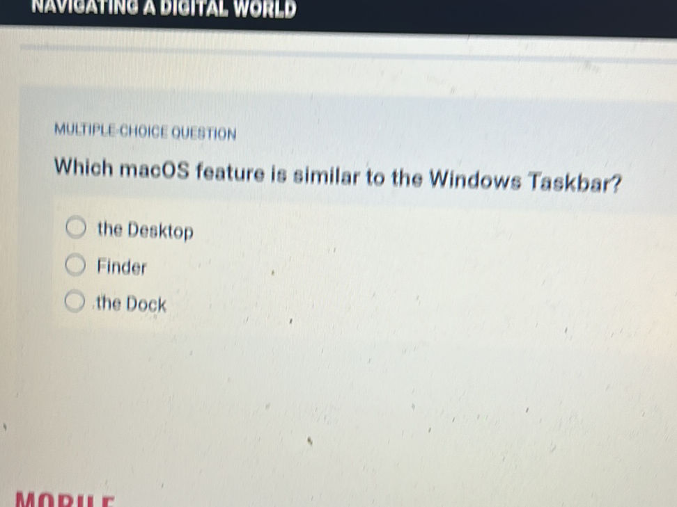 Which macOS feature is similar to the | StudyX