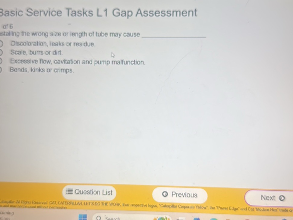 Installing the wrong size or length of tube | StudyX