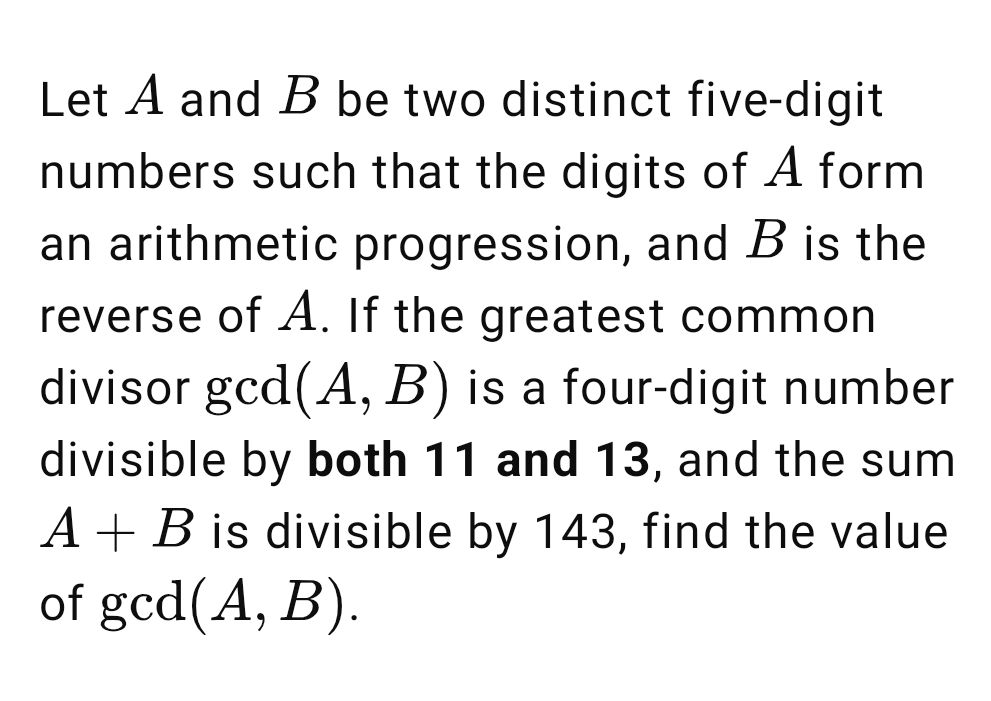 Let $A$ and $B$ be two distinct five-digit | StudyX