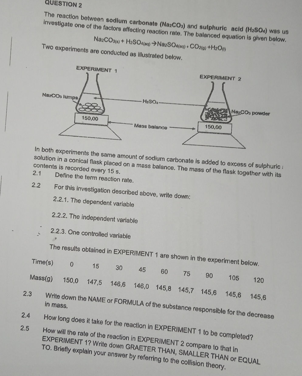 The reaction between sodium carbonate | StudyX