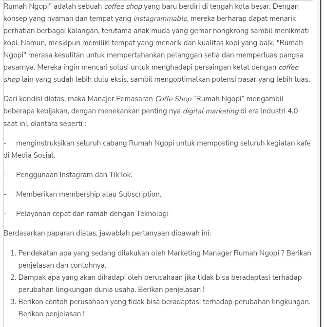 Berdasarkan deskripsi di atas, jawablah | StudyX