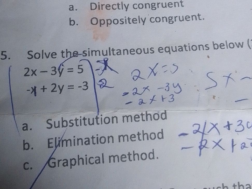 5. Solve the simultaneous equations below: | StudyX
