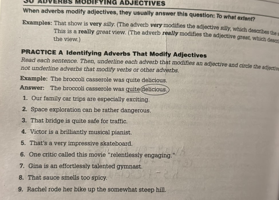 PRACTICE A Identifying Adverbs That Modify | StudyX