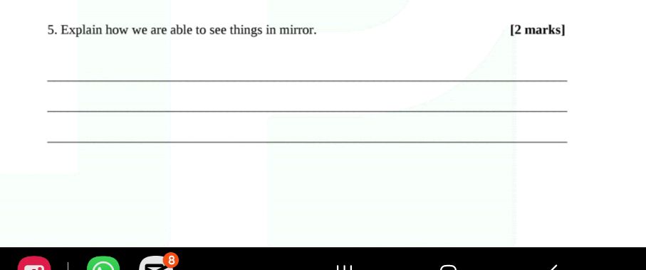 5. Explain how we are able to see things in | StudyX