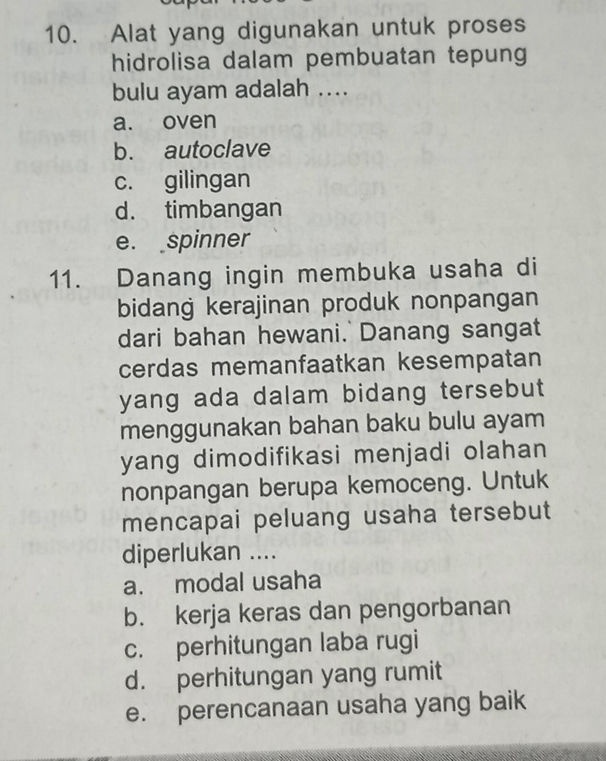 10. Alat yang digunakan untuk proses | StudyX