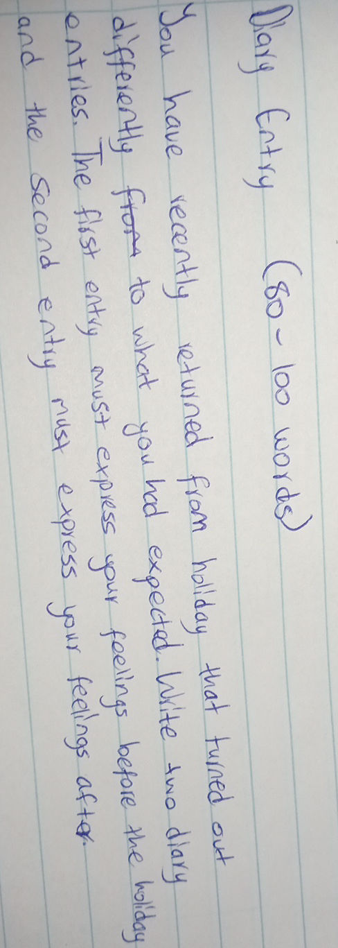 Diary Entry (80-100 words) You have | StudyX