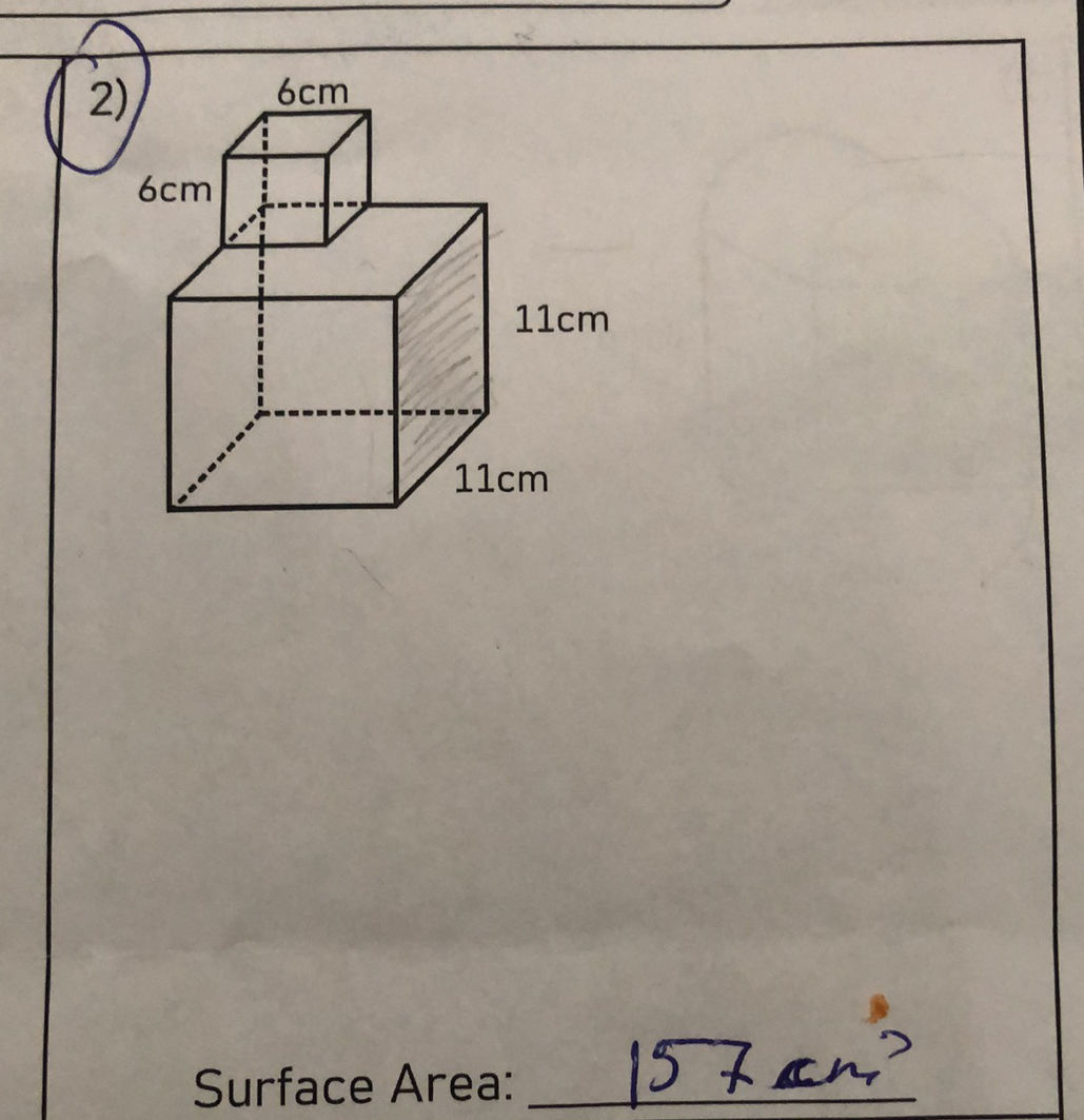 Surface Area of Combined Cubes | StudyX