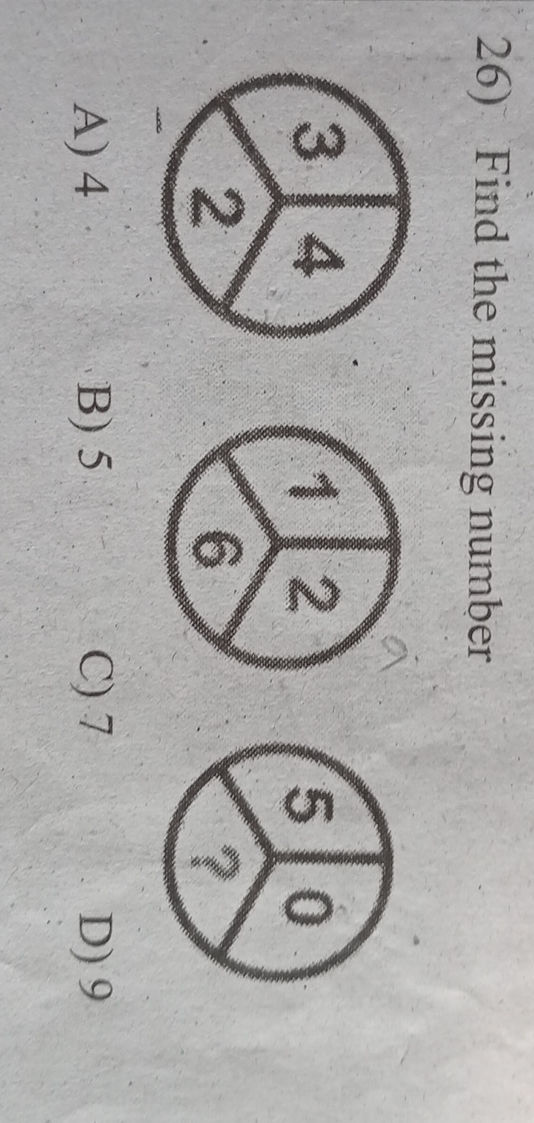 26) Find the missing number Each circle is | StudyX