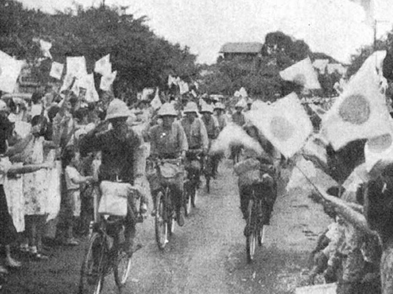 The image depicts Japanese soldiers on | StudyX