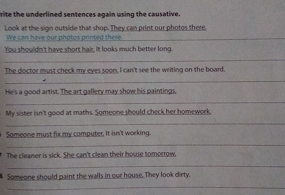 Write the underlined sentences again using | StudyX