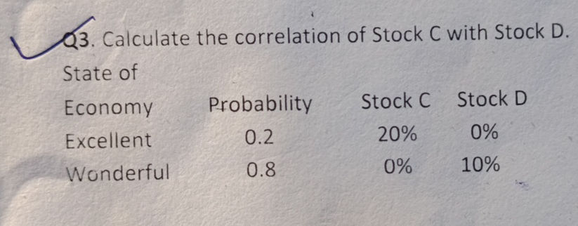 Q3. Calculate the correlation of Stock C | StudyX